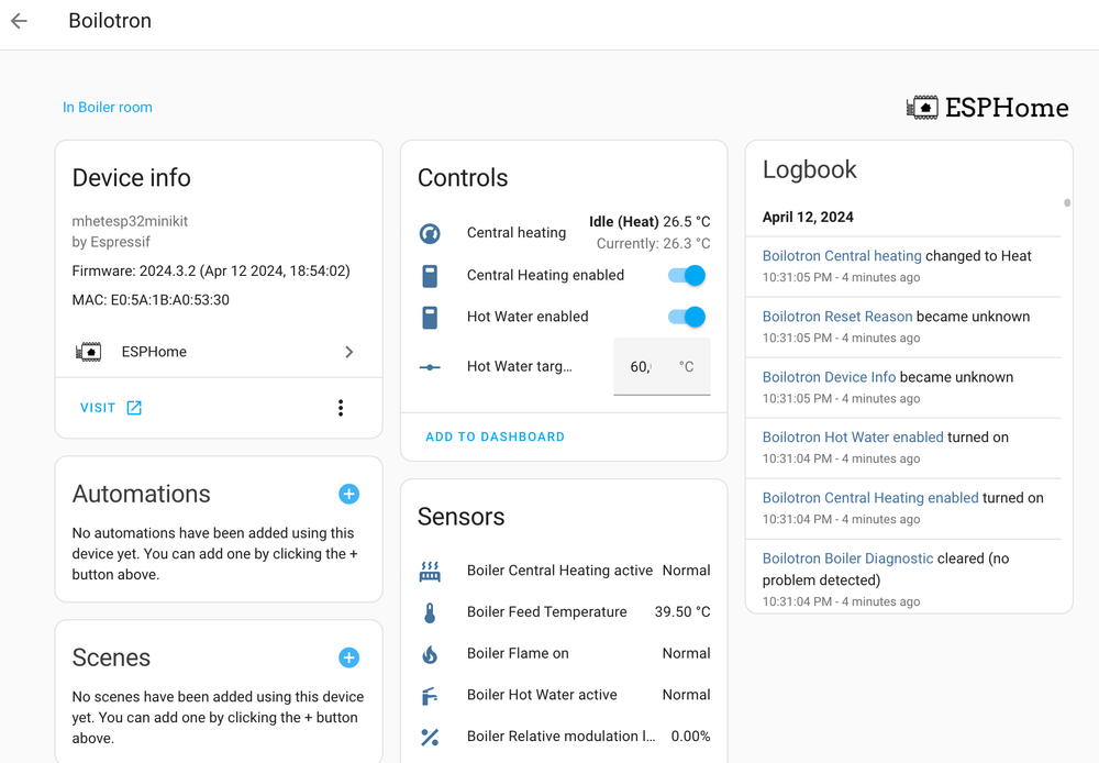 OpenTherm thermostat with ESPHome and Home Assistant